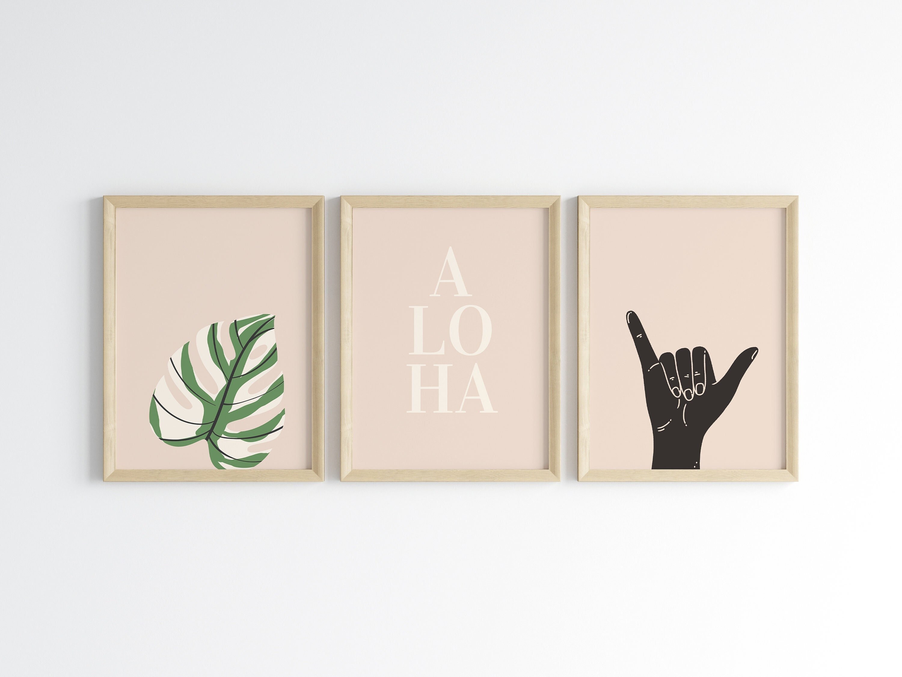 Modern Aloha Wall Art, Set of 3, Colorful Hawaii Digital Print, Shaka ...