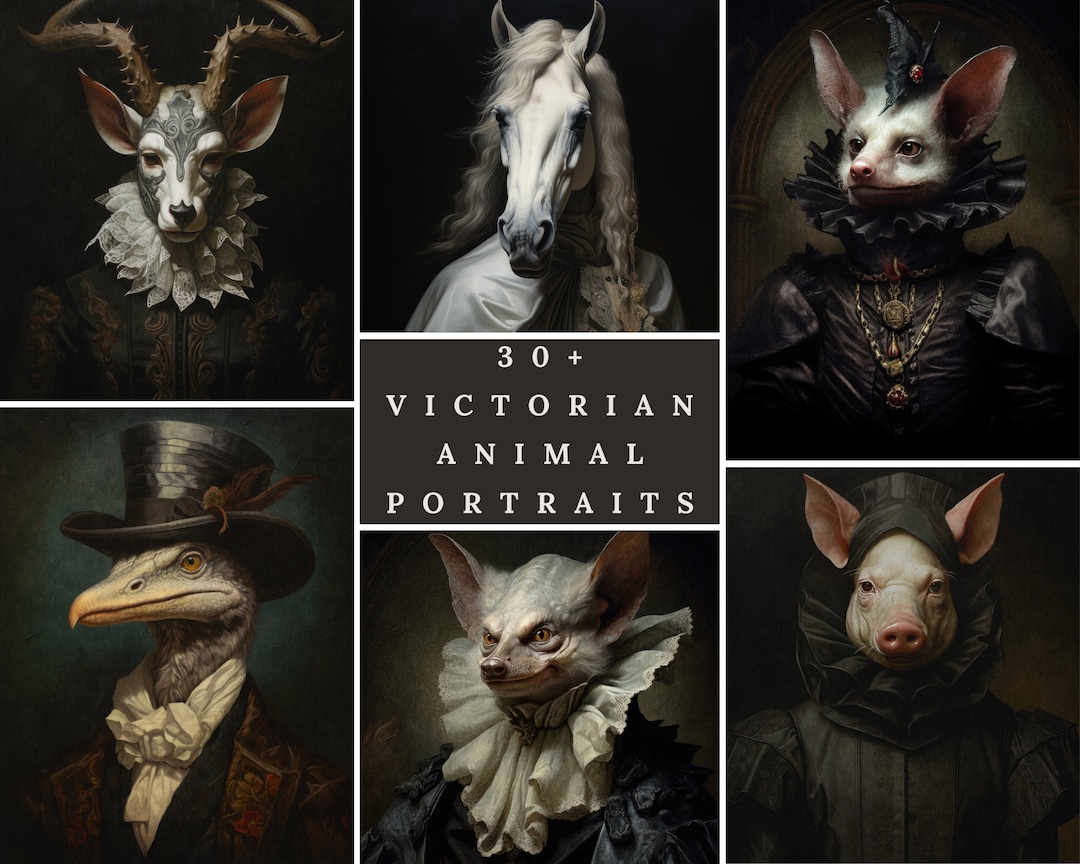 30 Victorian Animal Portraits Set Gallery Wall Digital Set - Etsy