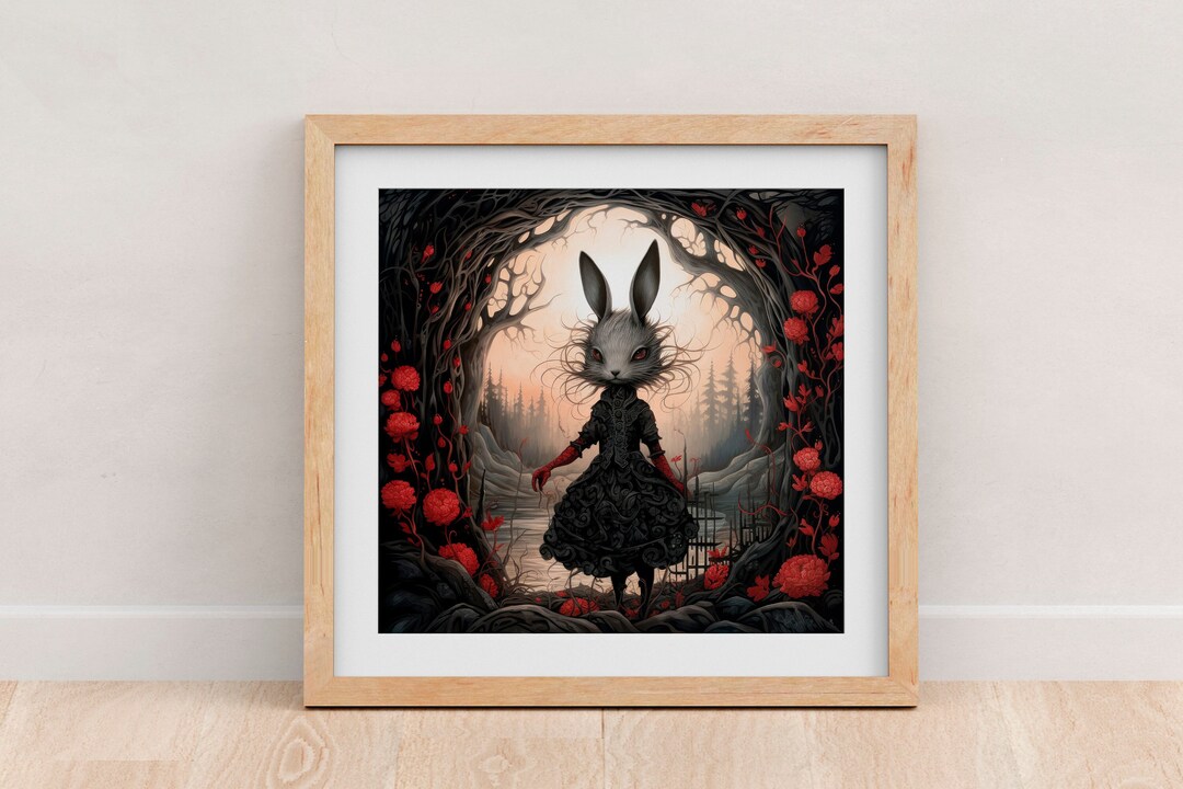 Vintage Gothic Rabbit Forest Rabbit Digital Art Dark Art - Etsy
