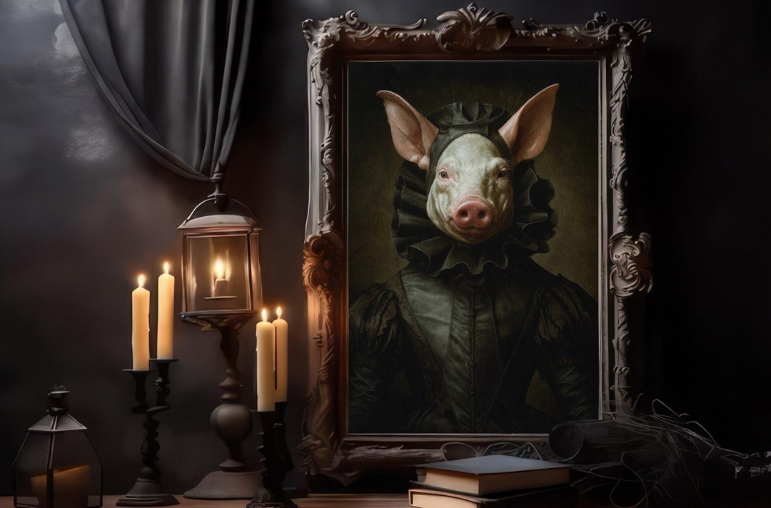 Pig Digital Poster Victorian Gothic Animal Printable - Etsy