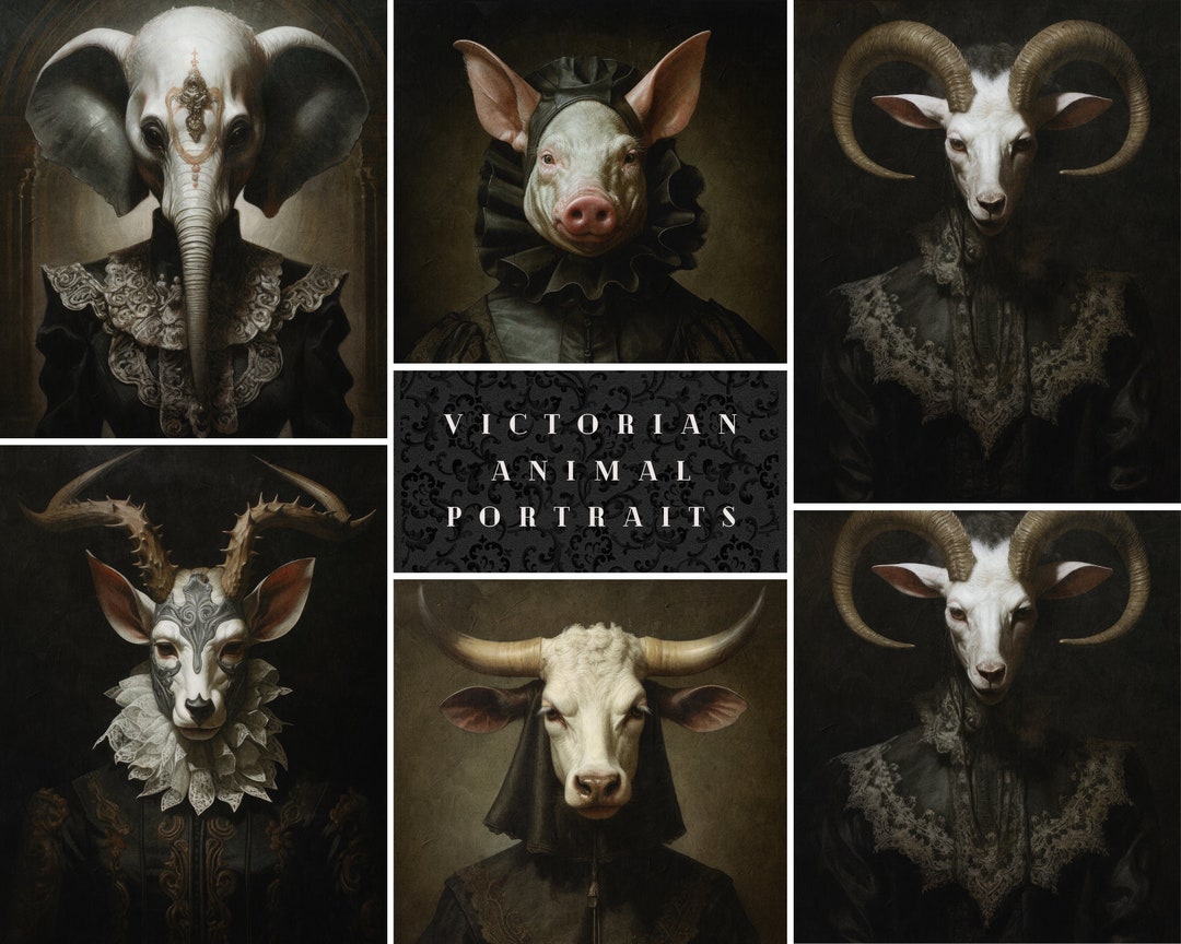 Set of 16 Victorian Animal Portraits Gallery Wall Digital Set - Etsy
