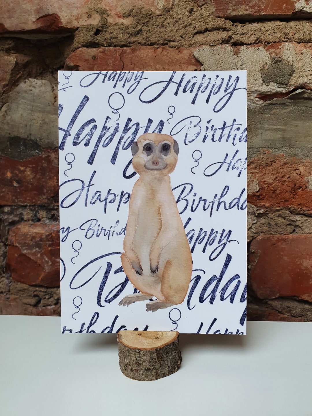 Meerkat Birthday Card Happy Birthday Postcard Watercolor - Etsy