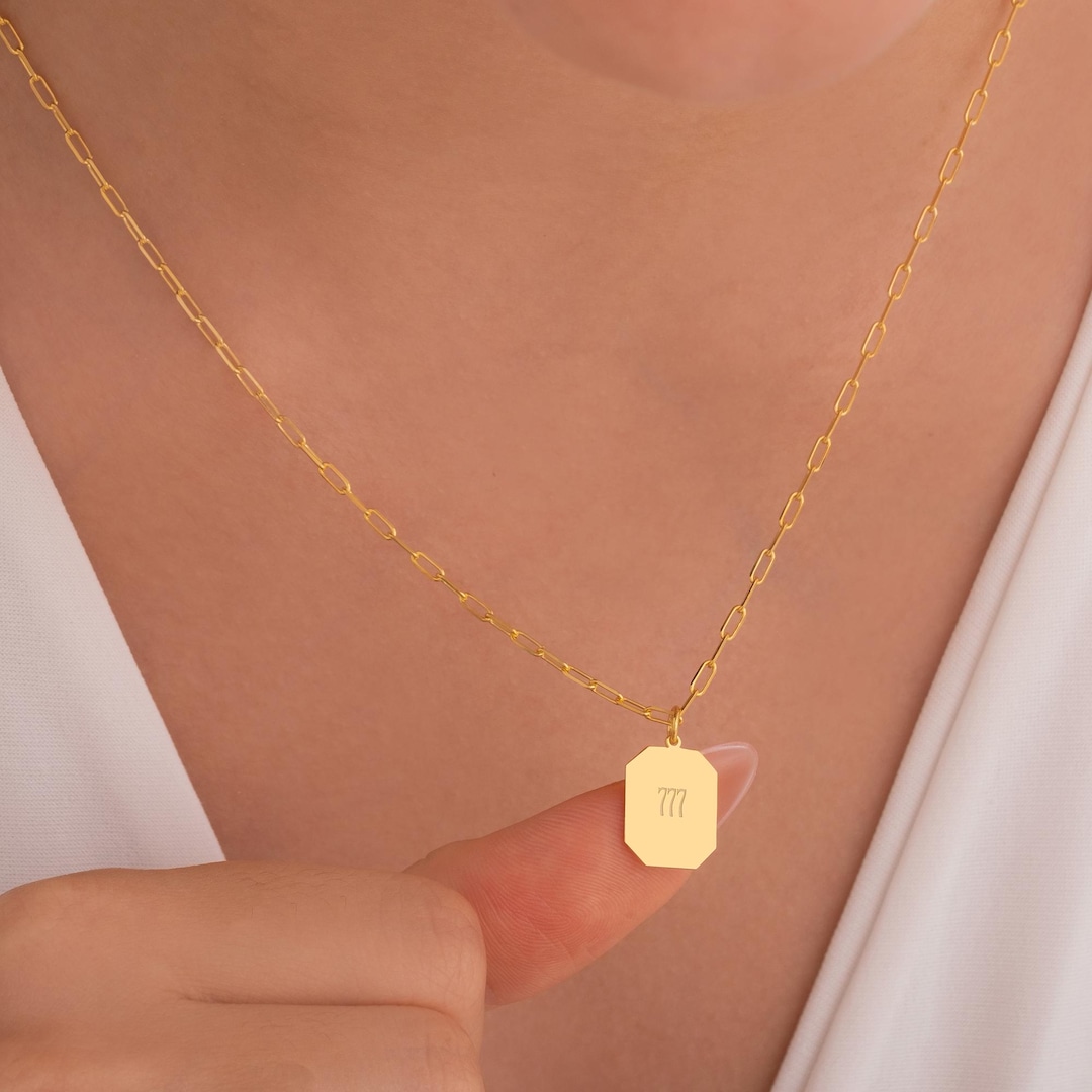Initial Necklace, Square Initial Necklace, Gold Rectangle Initial, Gold ...