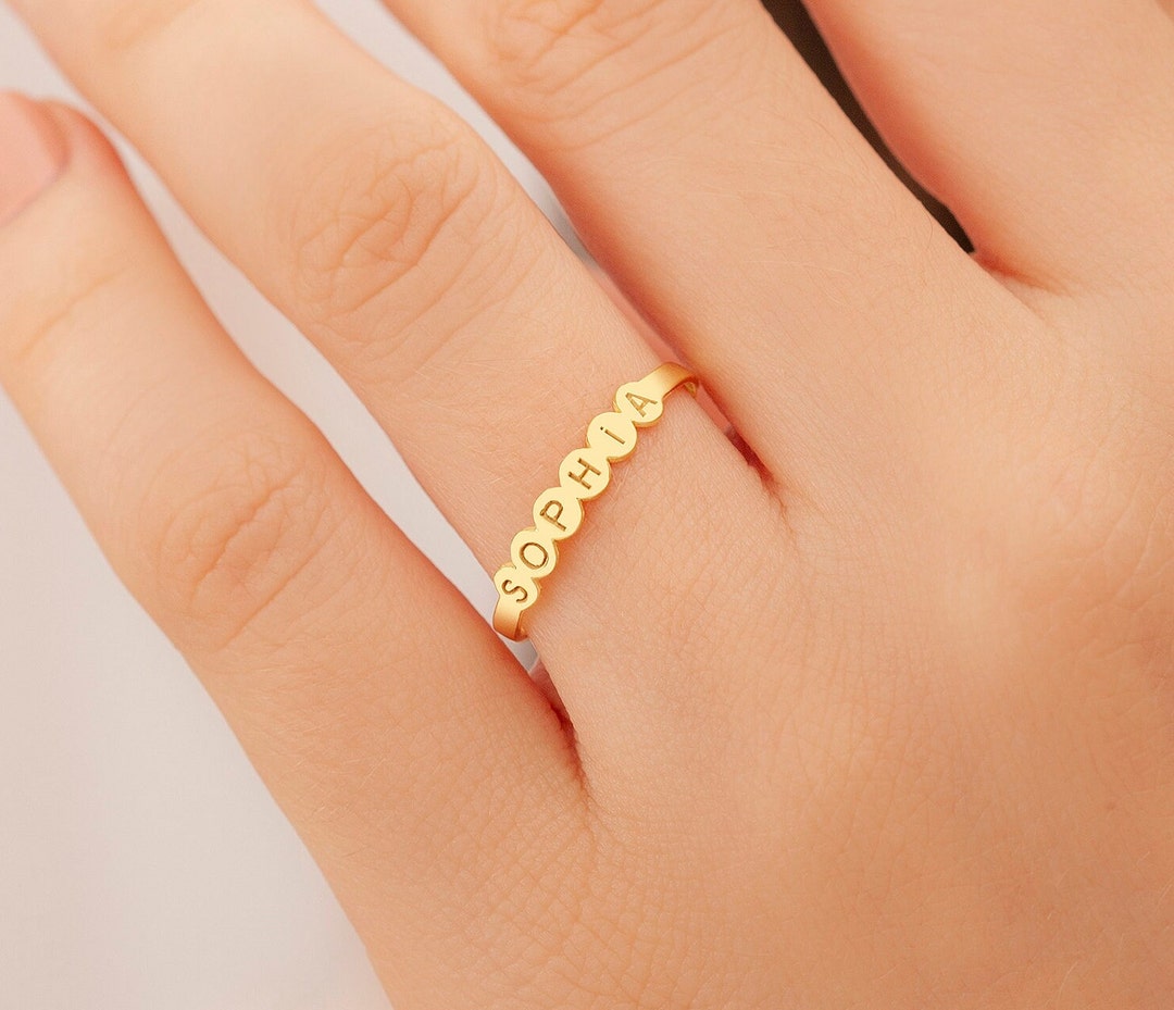 Personalized Letter Ring, Initial Ring, 14k Gold Name Ring, Dainty Tiny ...