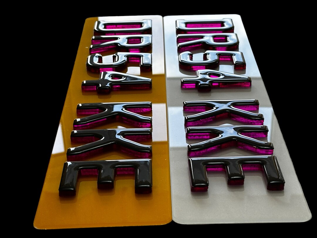 DOUBLE 4d Purple Neon Number Plates With a Choice of Black Gel or ...