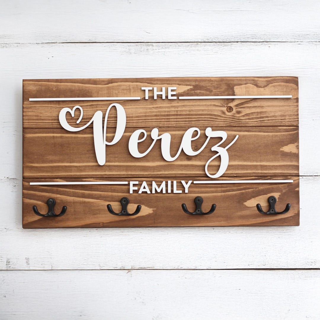 Personalized Family Name Key Holder, Rustic Home Decor - Etsy