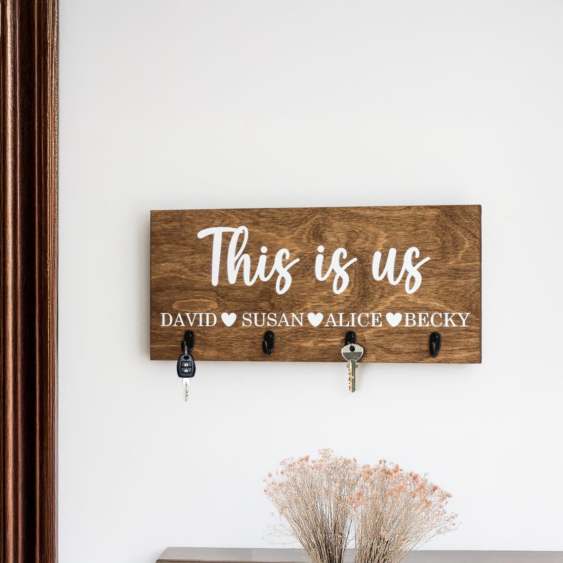 Family Key Holders, 3-4-5-6 and No Hooks, Personalized Last Name Key ...