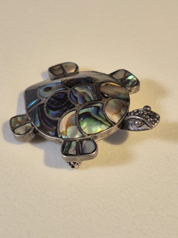 large vintage abalone shell thick sterling silver Tur… - Gem