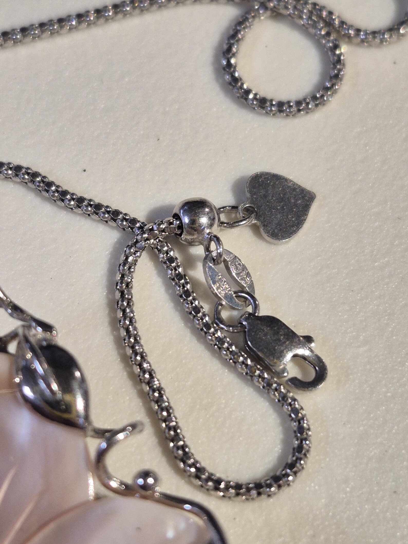 Pretty Carved Pink Muscle Shell Flower Pendant Necklace Sterling Silver ...