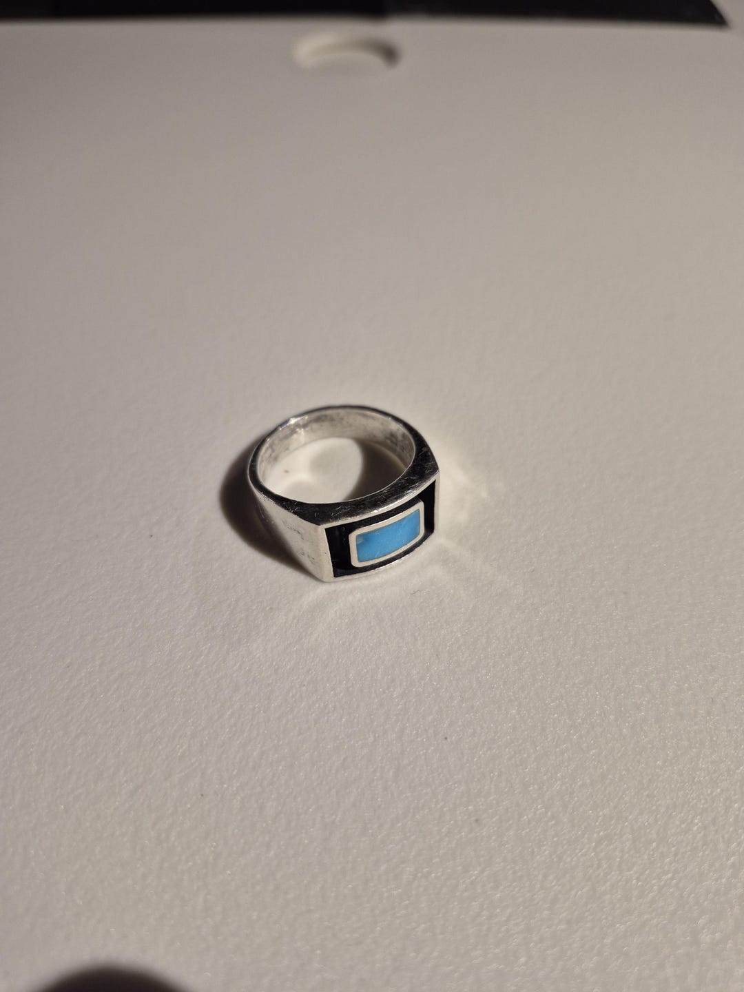 Native American Shadow Box Rings Sterling Silver Turquoise Size 10 - Etsy