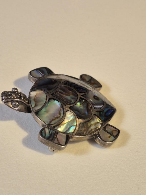 large vintage abalone shell thick sterling silver Tur… - Gem