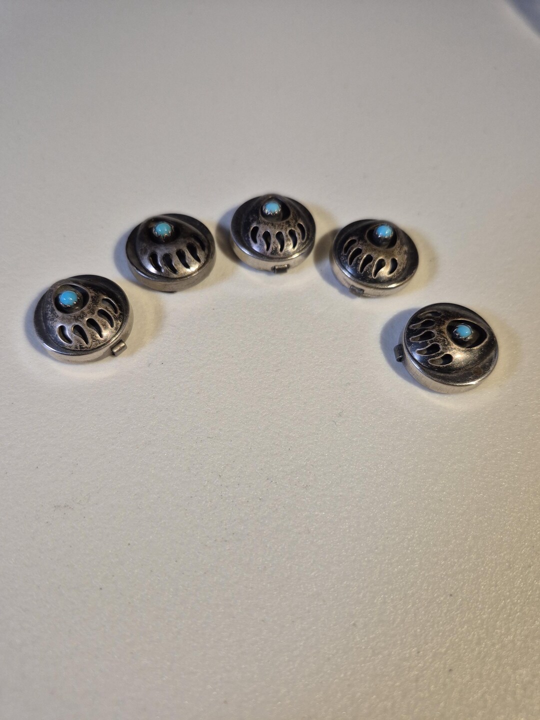 Navajo Bear Claw Button Covers Sterling Silver Set of Five - Etsy