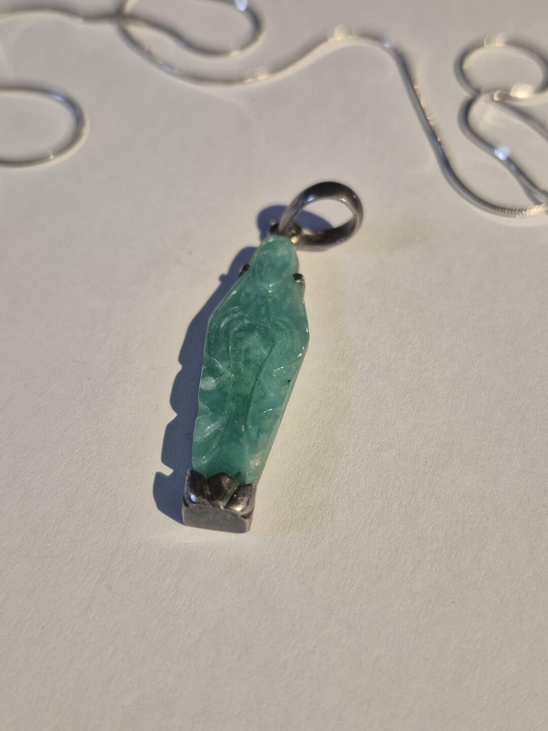 Jade Mother Mary Pendant Sterling Silver Sterling Silver 21 Inch ...