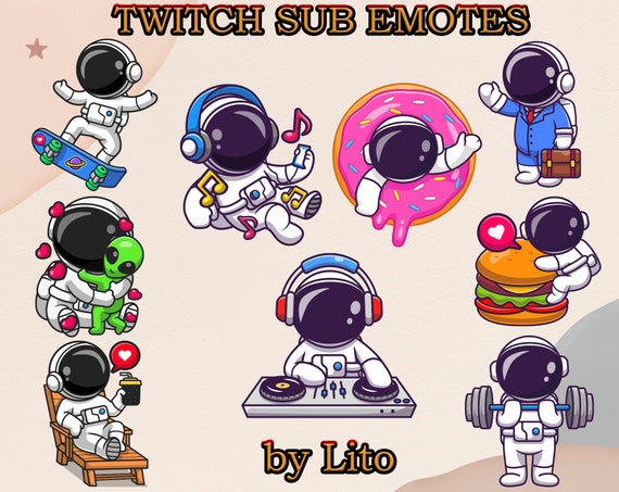 9 Twitch Sub Astronaut Emotes Subscribers Spaceman Emoji/ Hug - Etsy