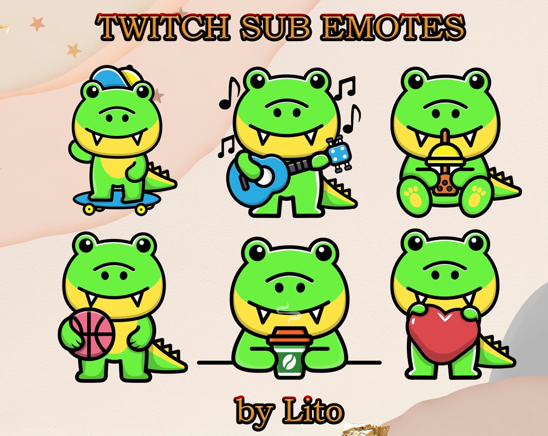 6 Twitch Sub Crocodile Emotes Subscribers Alligator Emoji / Cute ...