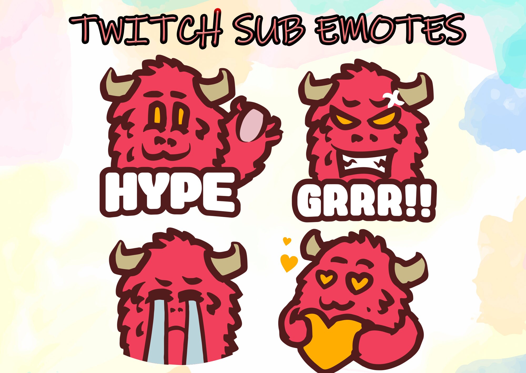 4 Twitch Sub Yeti Emotes Pack Subscribers Ogre Beast Emoji/ Cute Snow ...