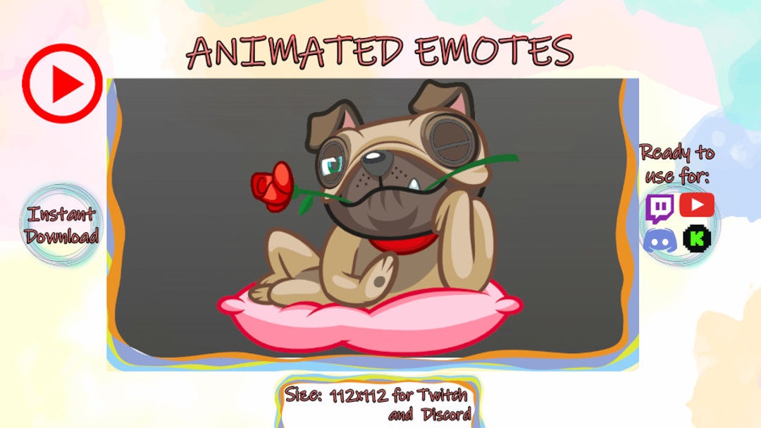 Twitch Pug Dog Animated Sub Emote Subscriber Emoji/cute Drool Puppy ...