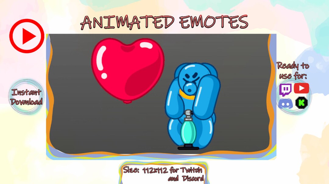 Twitch Dog Animated Sub Emote Subscriber/blue Air Balloon Drool Puppy ...