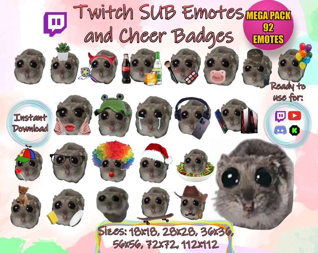 92 Sad Hamster Meme Twitch Emotes and Cheer Badges Emoji Police Man ...