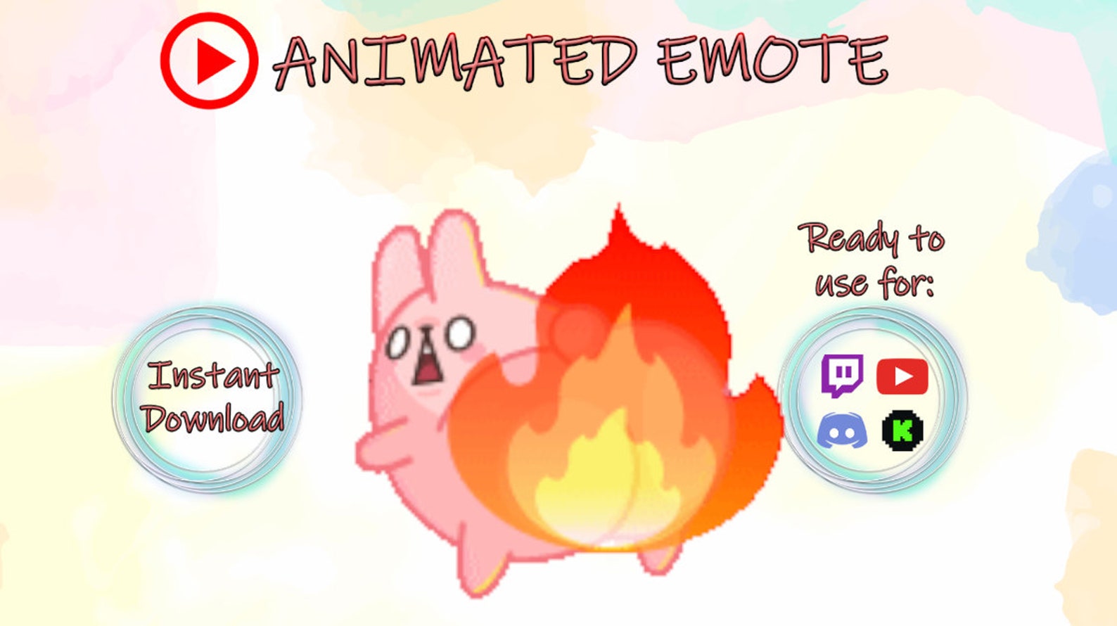 Rabbit Animated Twitch Rage Emote for Stream Sub Hare Emoji Animal Kawaii Chibi Fire Rabbits ...