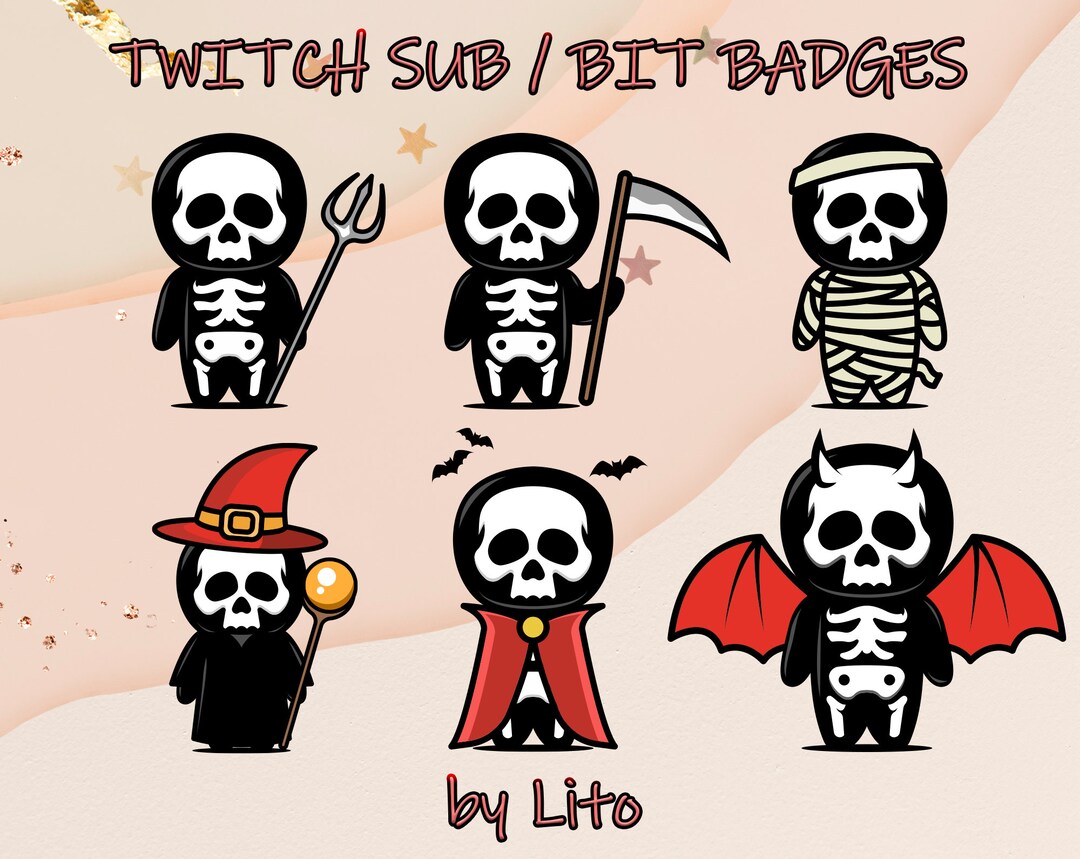 6 Twitch Sub Badges Cheer Bit Emotes Subscriber Halloween Emoji/cute ...