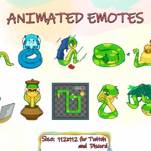 10 Twitch Snake Animated Emote Animal Emoji/ Green Viper Toxic Cold ...