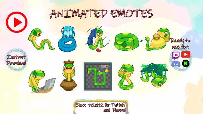 10 Twitch Snake Animated Emote Animal Emoji/ Green Viper Toxic Cold ...