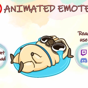 1 Twitch Pug Dog Animated Sub Emote Subscriber Emoji/cute Drool Puppy ...