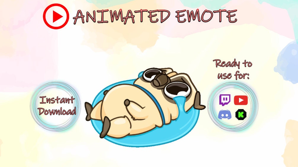1 Twitch Pug Dog Animated Sub Emote Subscriber Emoji/cute Drool Puppy ...