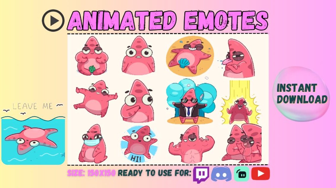 Animated Patrick Star Twitch Starfish Emote Meme Sea Star Men in Black ...