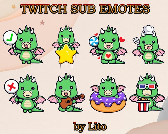 8 Twitch Sub Dinosaur Emotes Animal Emoji / Monster Ark Tail / - Etsy UK