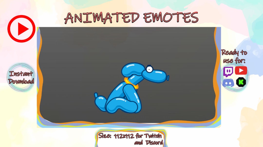 Twitch Dog Animated Sub Emote Subscriber Emoji/blue Air Balloon Drool ...