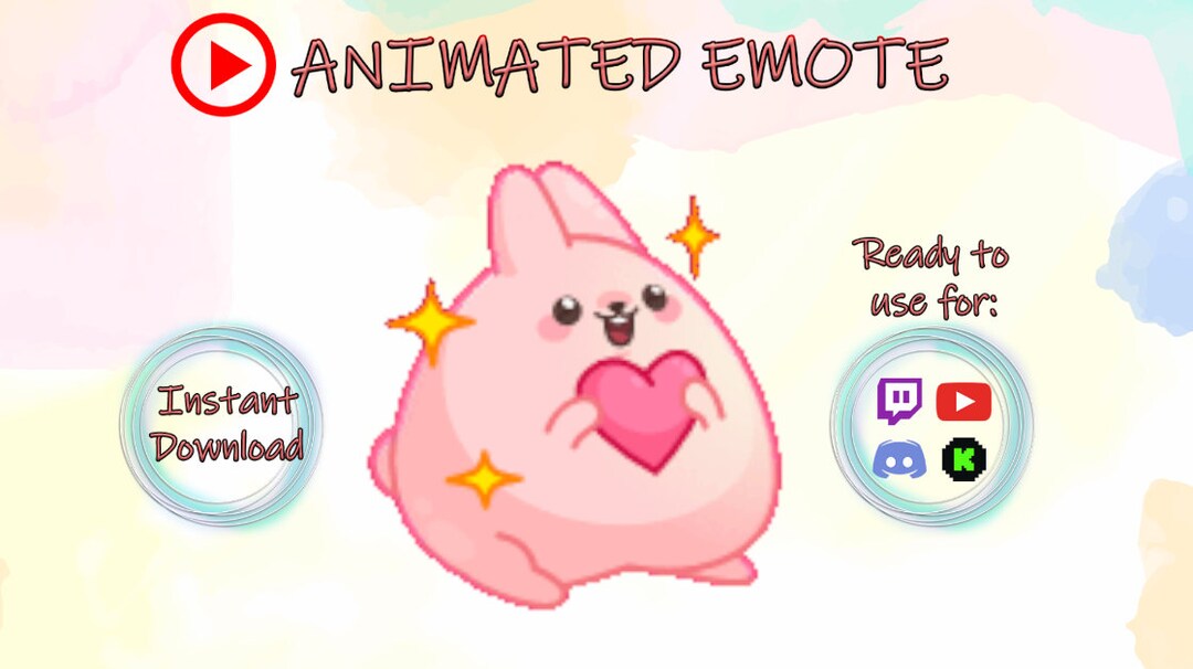 Rabbit Love Animated Twitch Hot Emote Stream Emoji Sub Hare Animal ...
