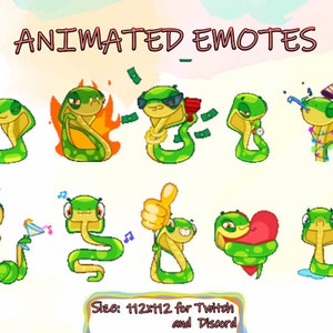 10 Twitch Snake Animated Emote Sub Animal Emoji/green Viper Toxic Heart ...