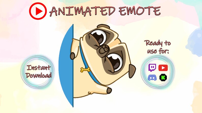1 Twitch Pug Dog Animated Sub Emote Subscriber Emoji/cute Drool Puppy ...