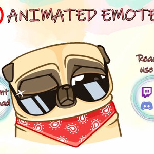 1 Twitch Sub Dog Pug Animated Emote Subscriber Emoji/ Cute Cartoon ...