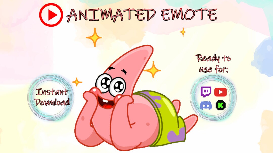 Animated Patrick Star Twitch Emote Meme Emotes GIF Pack Sub Emoji Pink ...