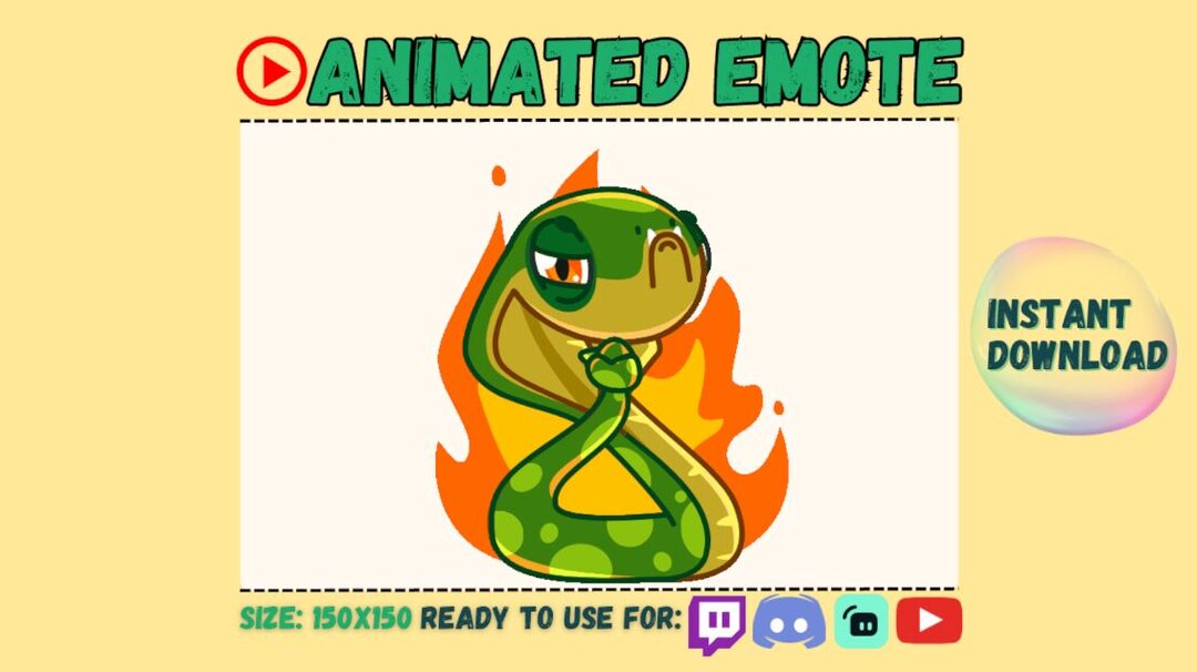 Snake Animated Emote Fire Animal Rage Green Viper Toxic Heart Crocodile ...