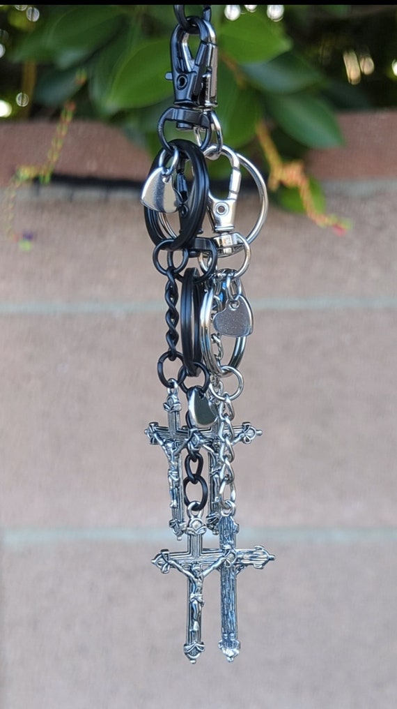 Crucifix Keychain Small Pewter Crucifix Religious Keychain - Etsy