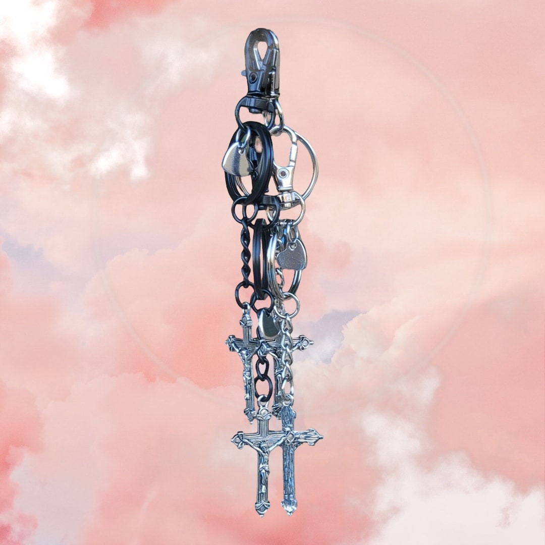 Crucifix Keychain, Small Pewter Crucifix, Religious Keychain - Etsy