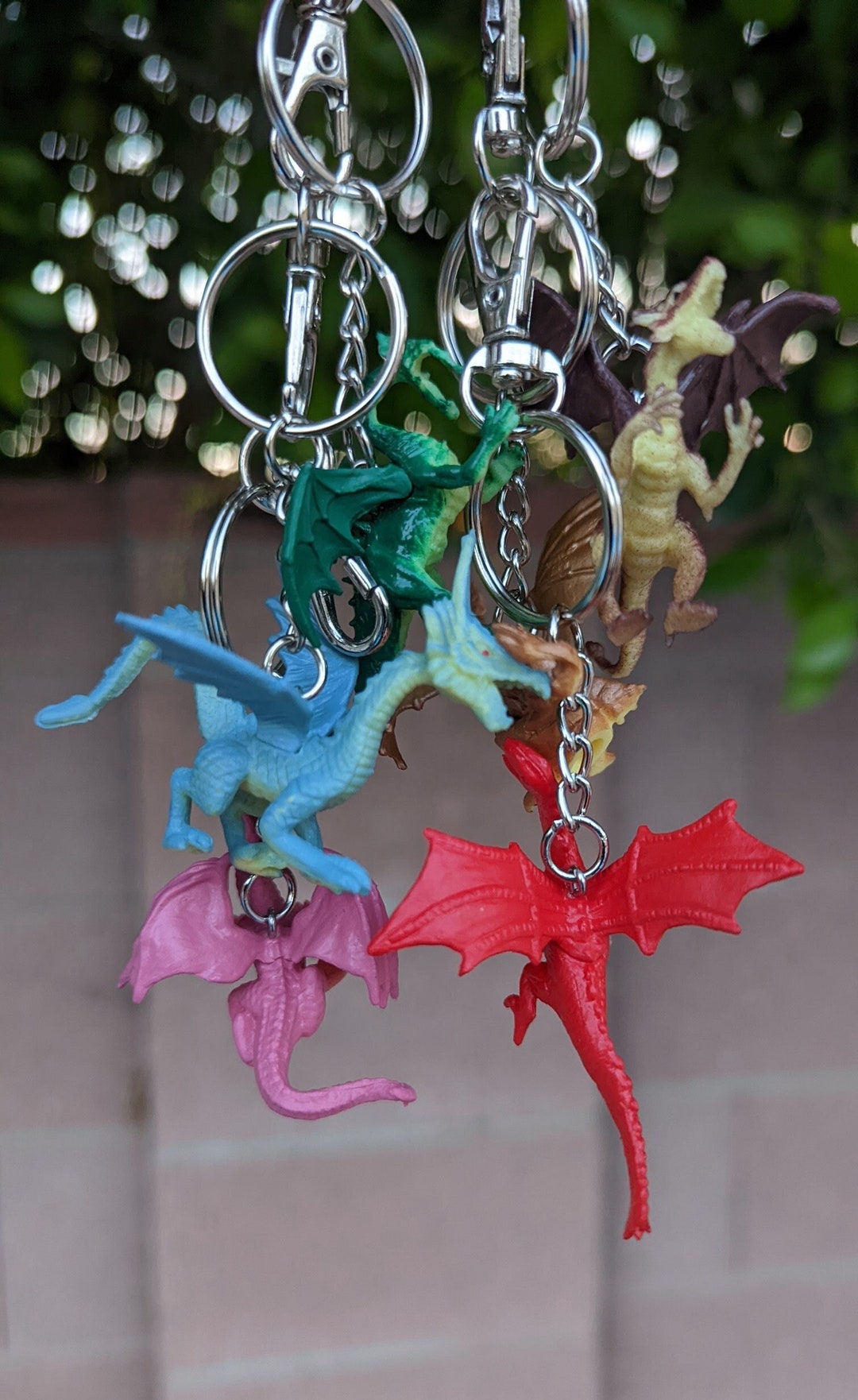 Dragon Keychain, Miniature Dragon Figurine Keychain, Mini Toy Keyring ...