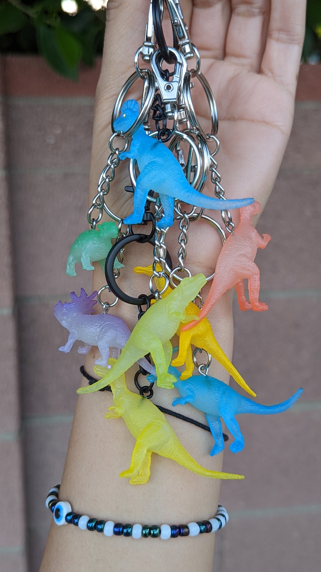 Dinosaur Keychain, Mini Glow in the Dark Keychain/zipper Charm ...
