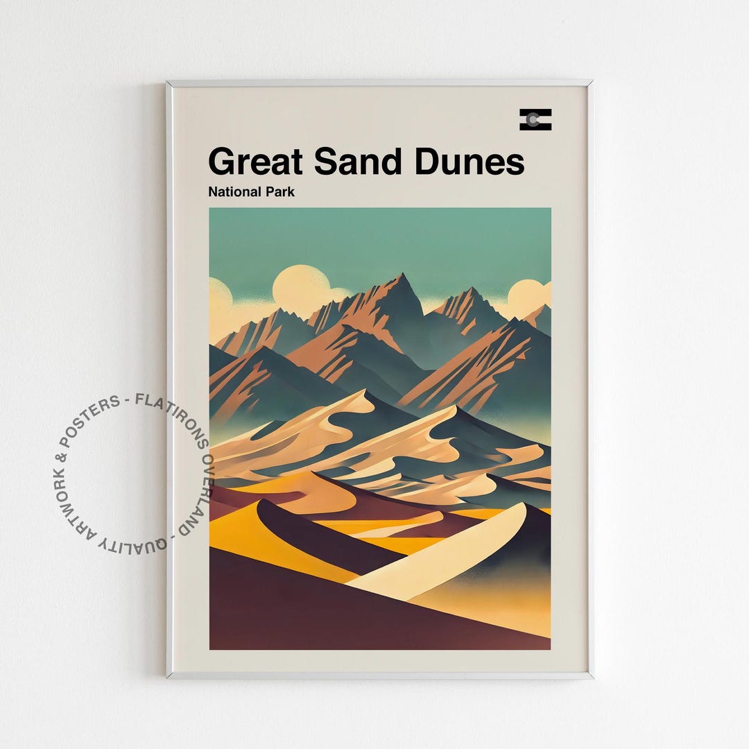 Great Sand Dunes - Mid Century Modern National Park Poster - Retro ...
