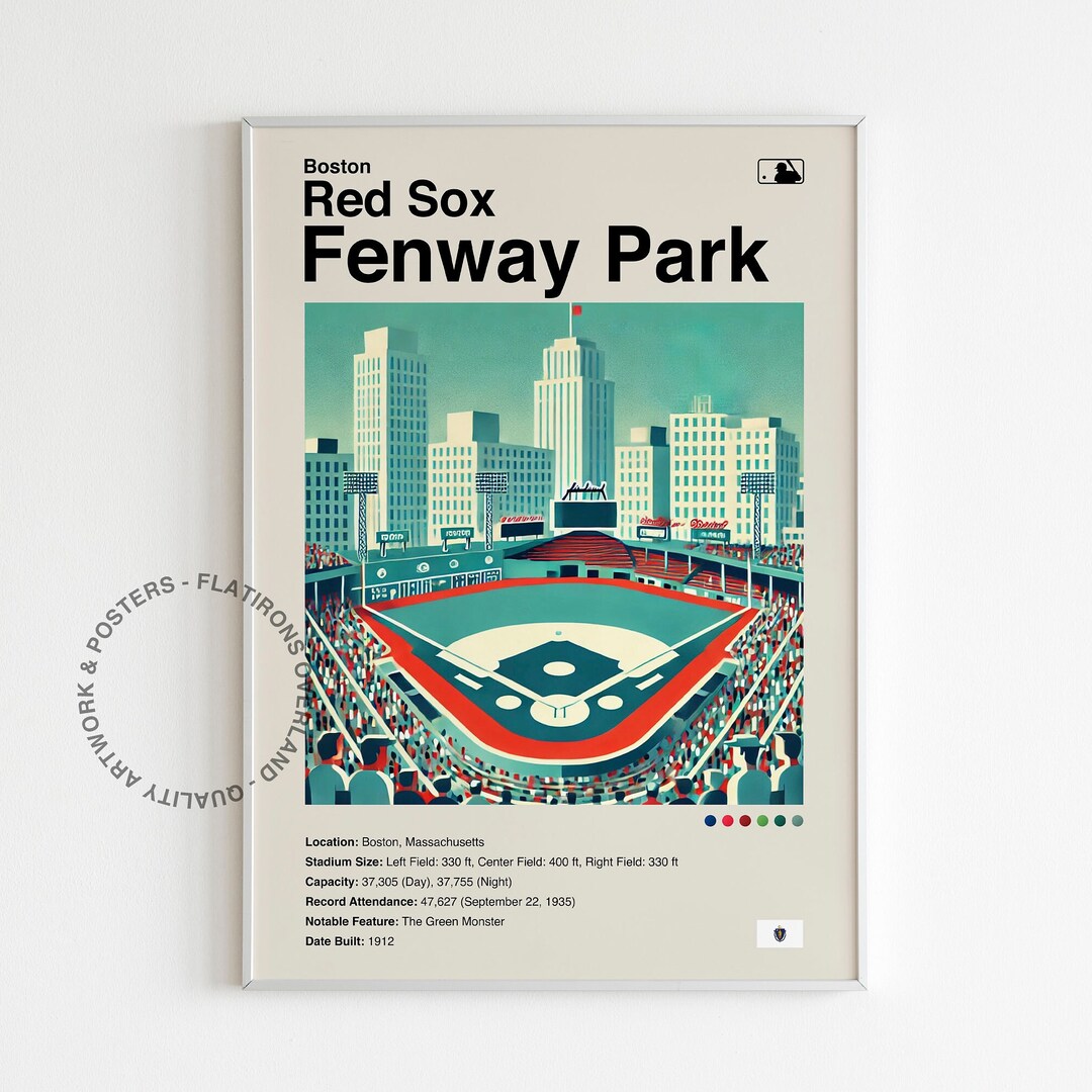 Boston Red Sox Fenway Park - Mid Century Modern MLB Baseball Stadium ...