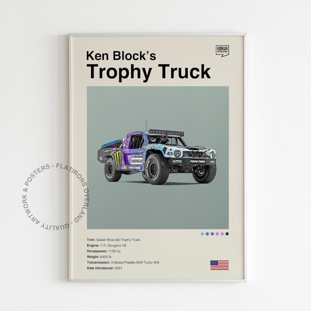 Ken Block Trophy Truck 2021 - Mid Century Modern Race Truck Poster ...