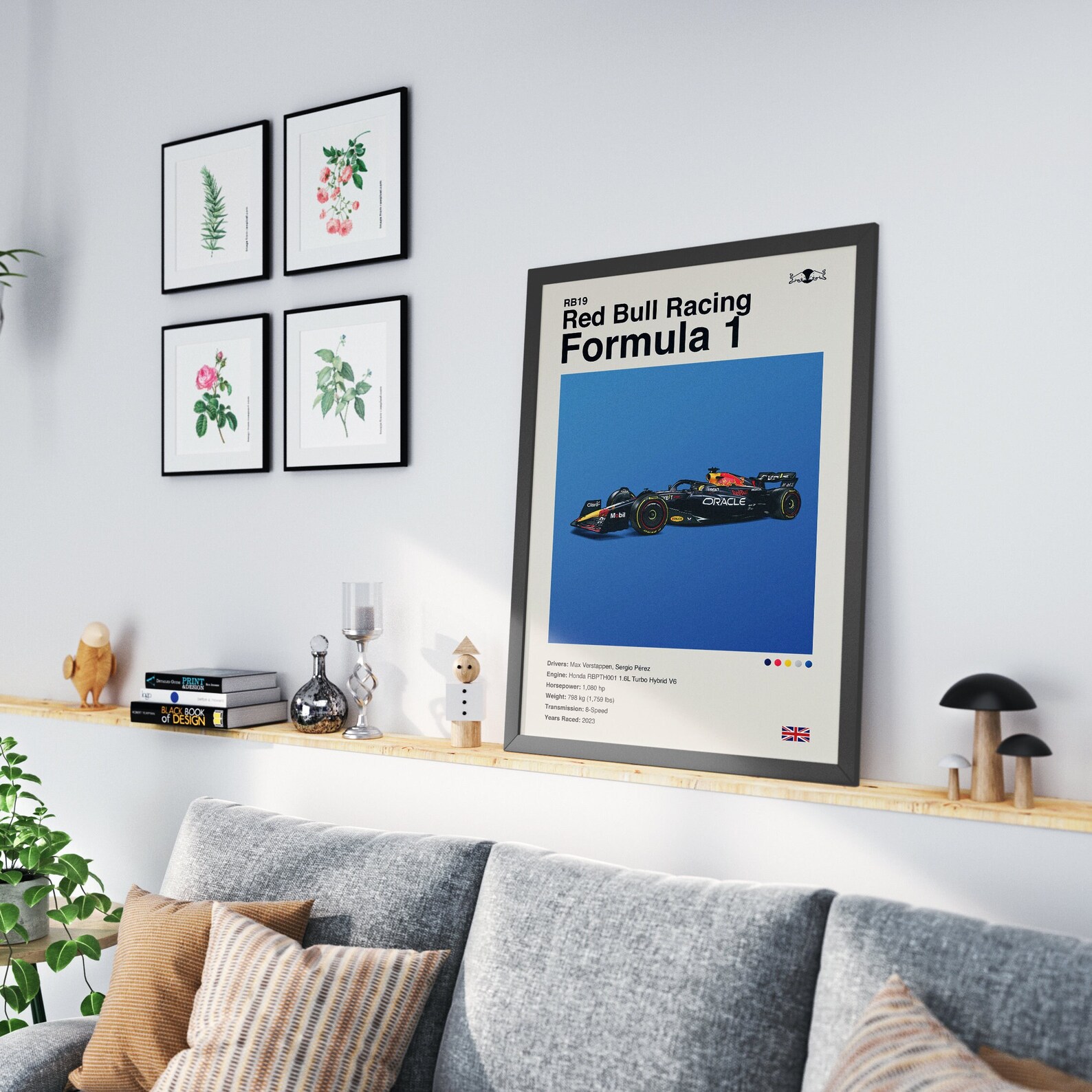 Red Bull Racing Formula 1 RB19 Mid Century Modern F1 Race Car Poster ...