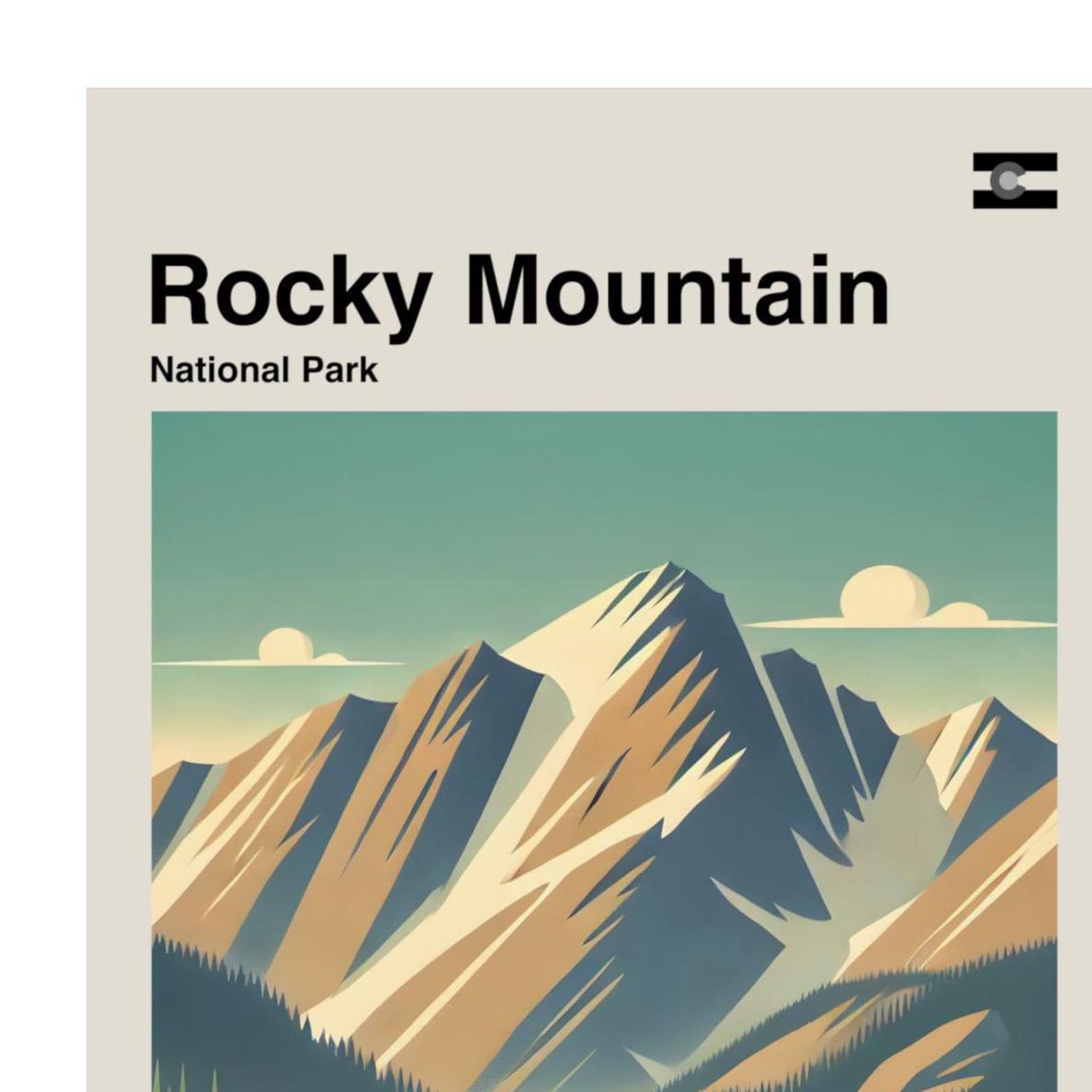 Rocky Mountain National Park - Mid Century Modern National Park Poster ...