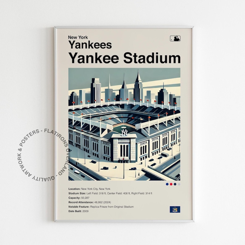 New York Yankees Yankee Stadium - Mid Century Modern MLB Baseball ...