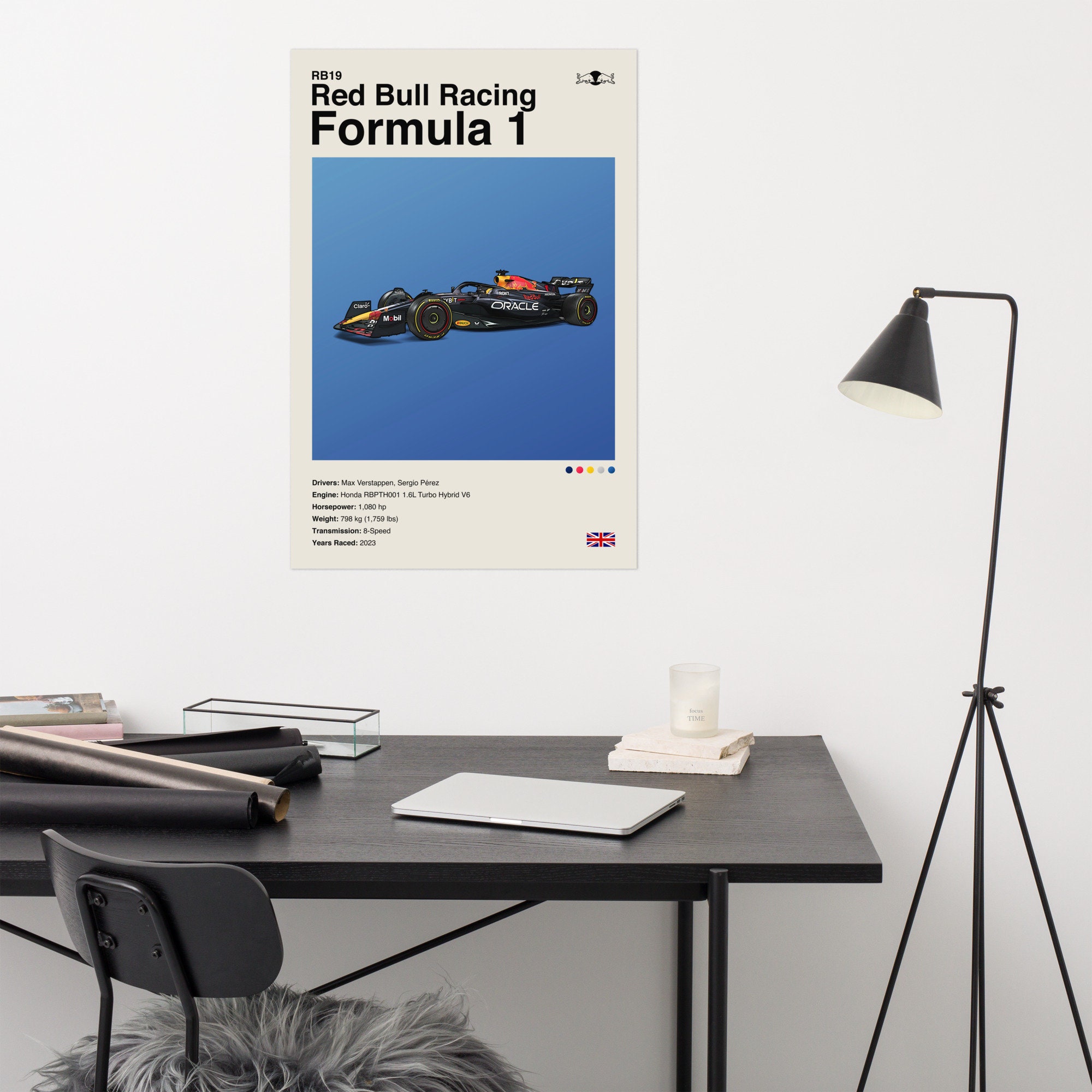 Red Bull Racing Formula 1 RB19 Mid Century Modern F1 Race Car Poster ...