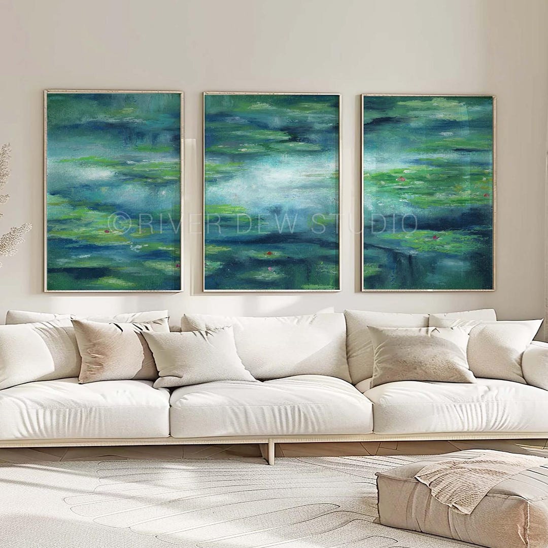 Abstract Pond Art Set of 3 Instant Download Art Print, Digital ...
